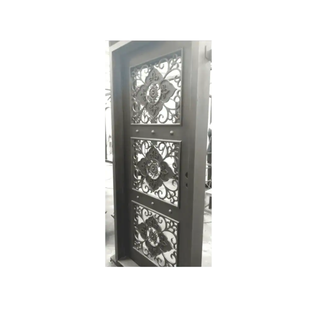 Vertical Wrought Iron Door Scroll Panel Insert With Solid Frame EL1307 MCD