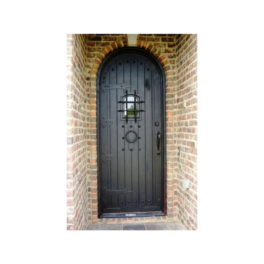 Arched Wrought Iron Single Door With Solid Panels EL1310 MCD