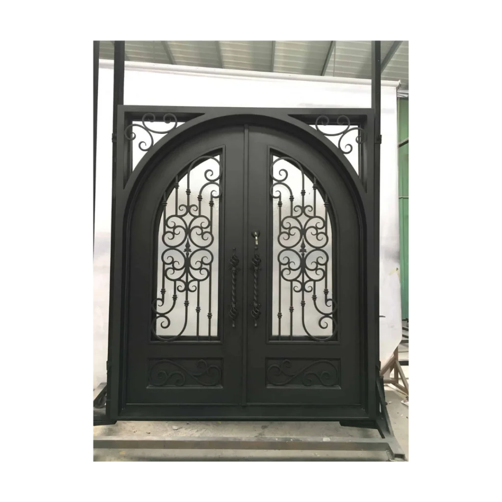 Classic Arch Scroll Wrought Iron Double Door EL1374 MCD